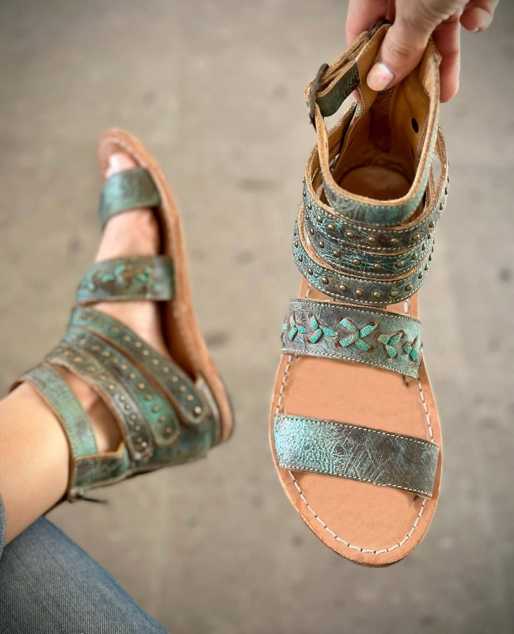 AG Gabrielle Turquoise Sandals – The Crystal Boot