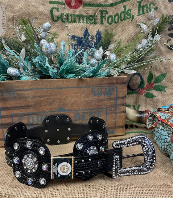 MX Black Concho Belt – The Crystal Boot